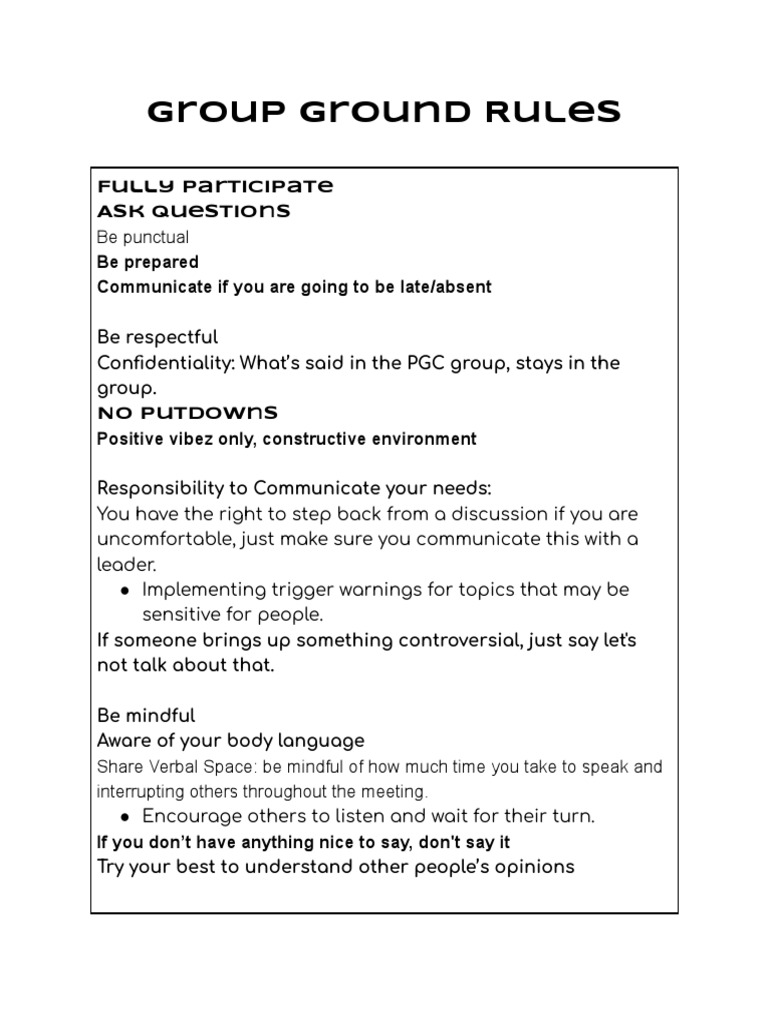 fdr pgc group ground rules | PDF