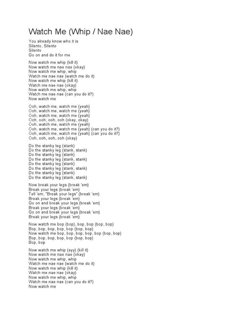 Watch Me (Whip Atau Nae Nae) | Download Free PDF | African American Music | Dances