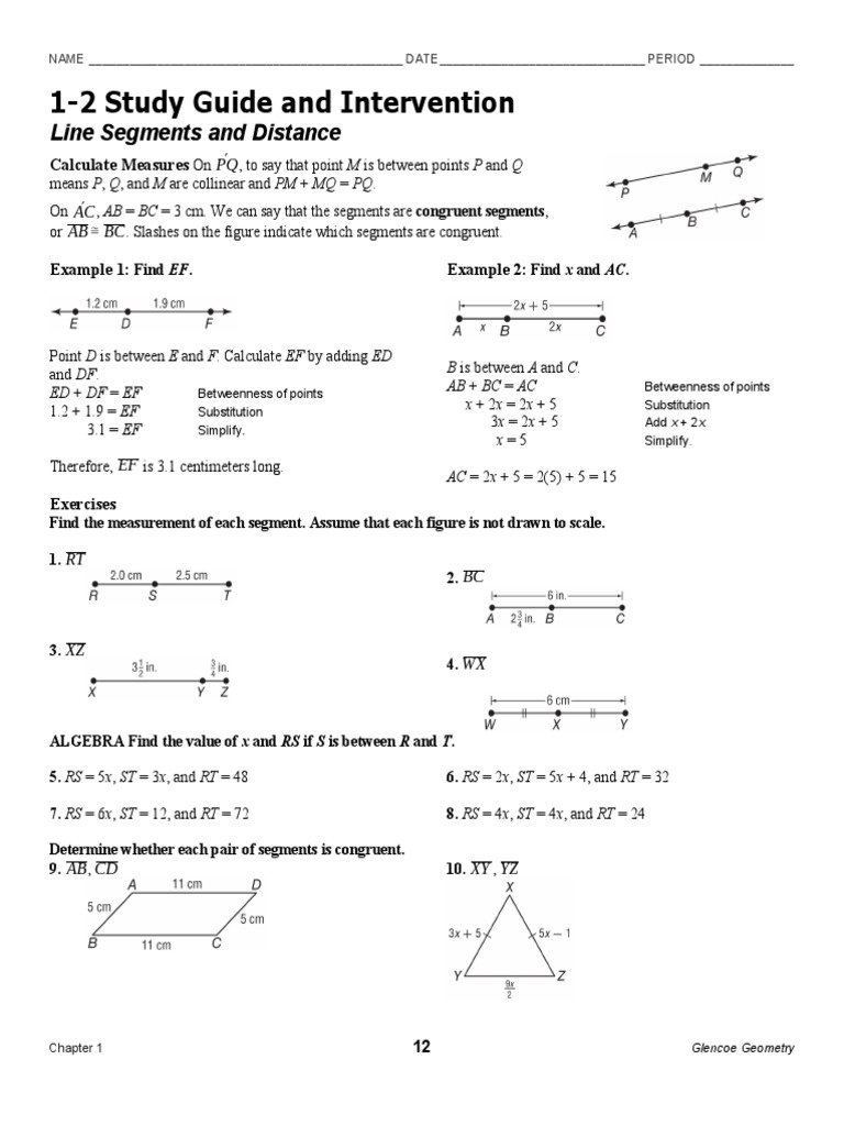 Study Guide and Intervention Line Segments and Distance | PDF | Distance | Square Root