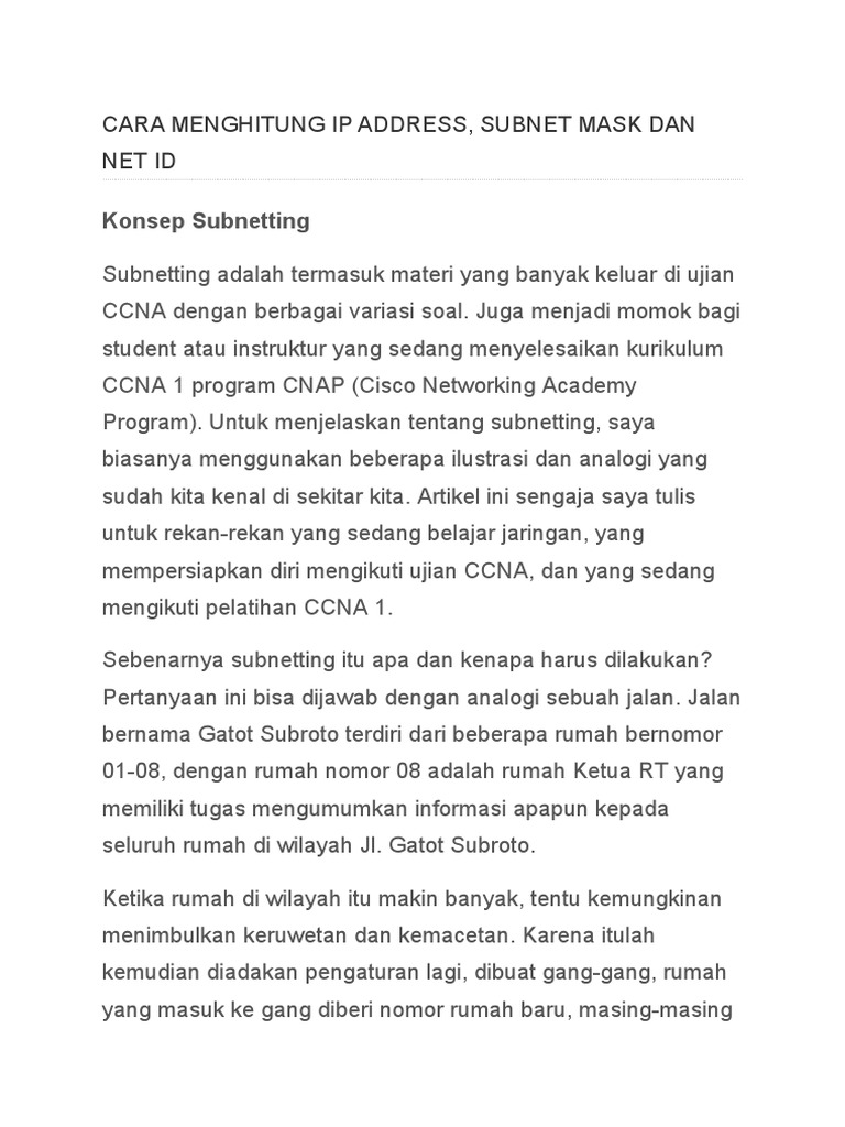 Cara Menghitung Ip Address | PDF