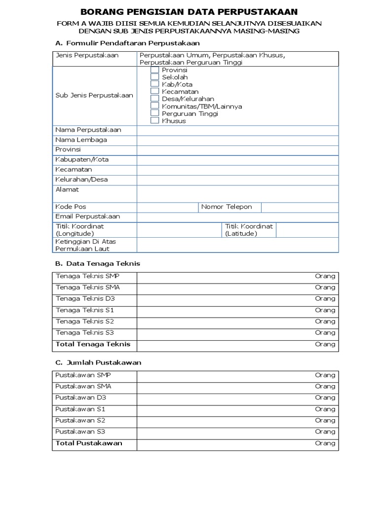 BORANG DATA PERPUSTAKAAN | PDF BORANG DATA PERPUSTAKAAN | PDF