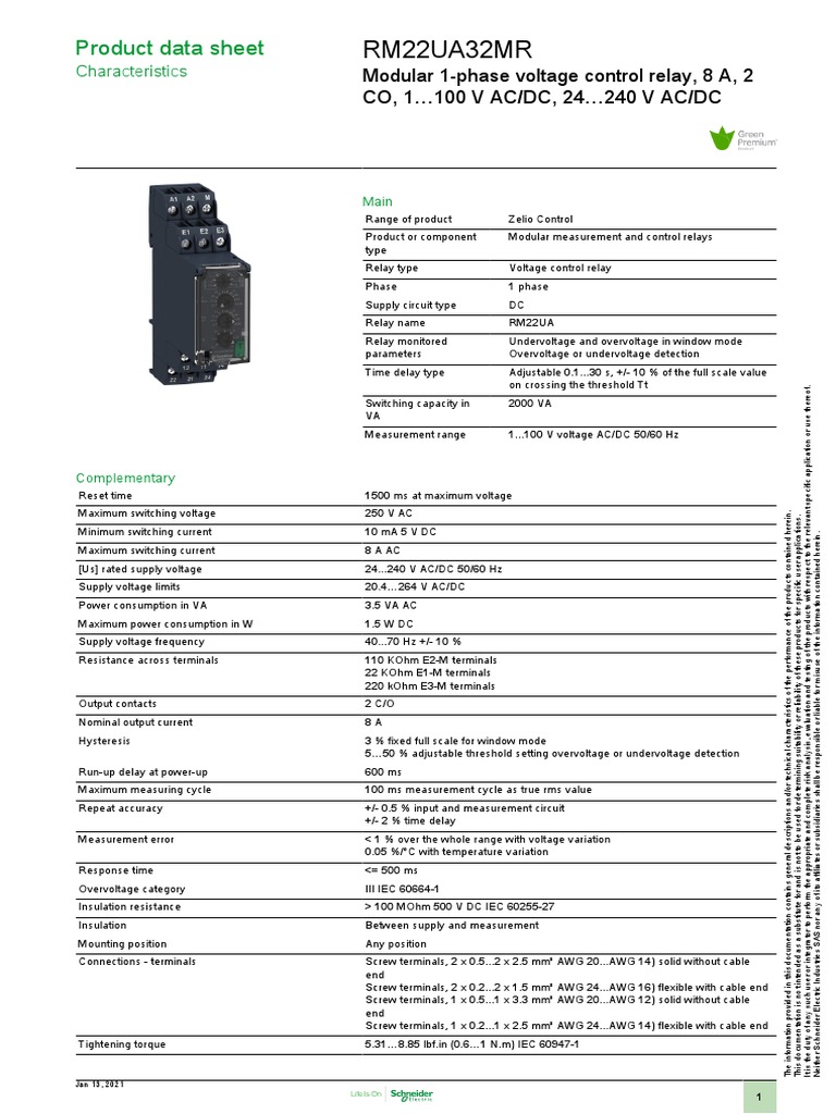 Zelio Control RM22UA32MR | PDF | Relay | Alternating Current