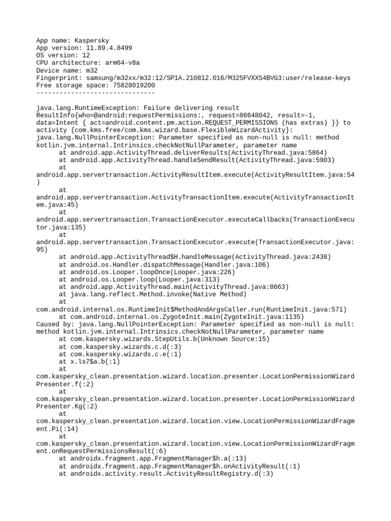 Stack Trace 2022.11.01 17-18-38.074 | PDF | Java (Programming Language) | Android (Operating System)