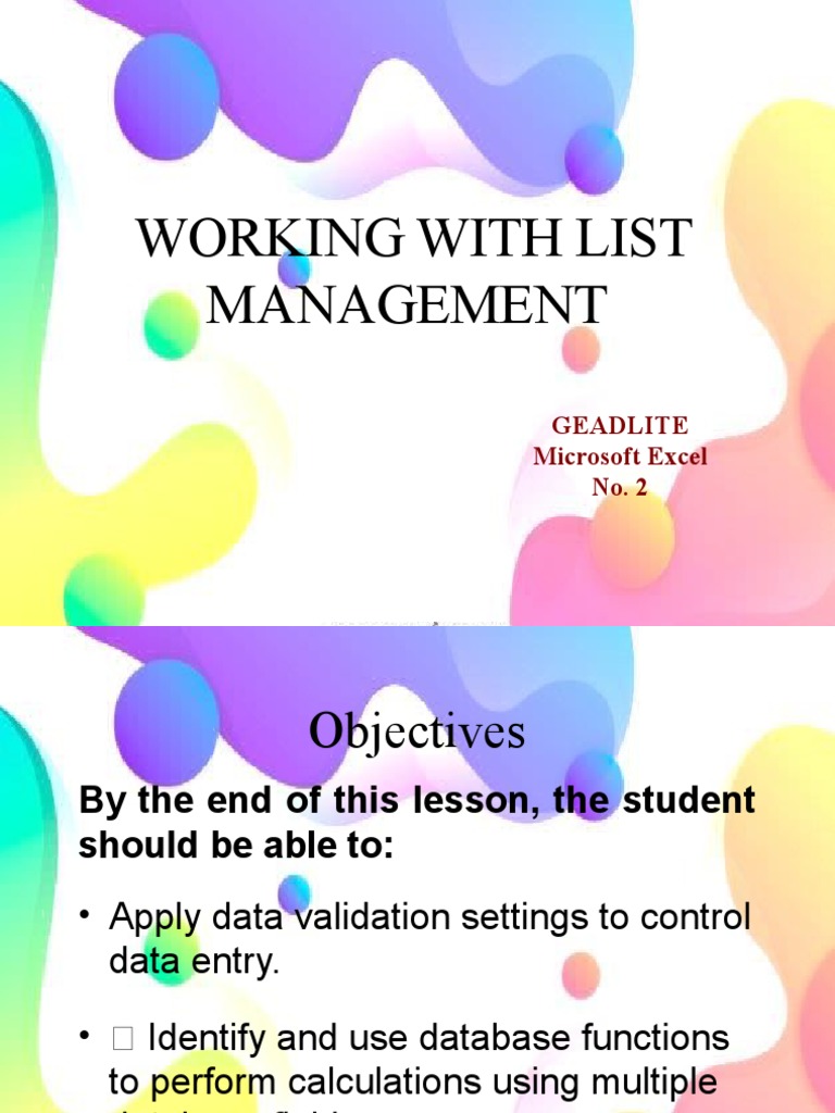 Controlling Data Entry With Excel Data Validation Pdf Microsoft Excel Microsoft Office 2010