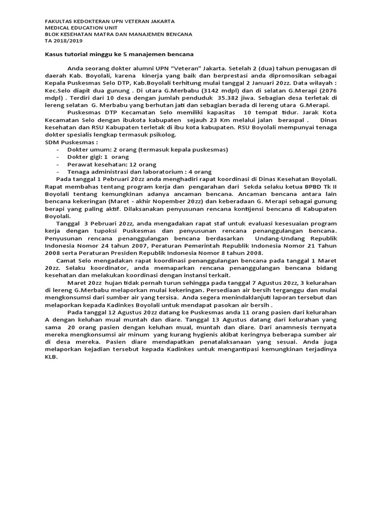 Kasus Tutorial Minggu Ke 5 Manajemen Bencana | PDF | Sains & Matematika