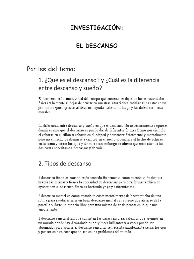 Descanso | PDF | Dormir | Movimiento rápido del ojo Sueño