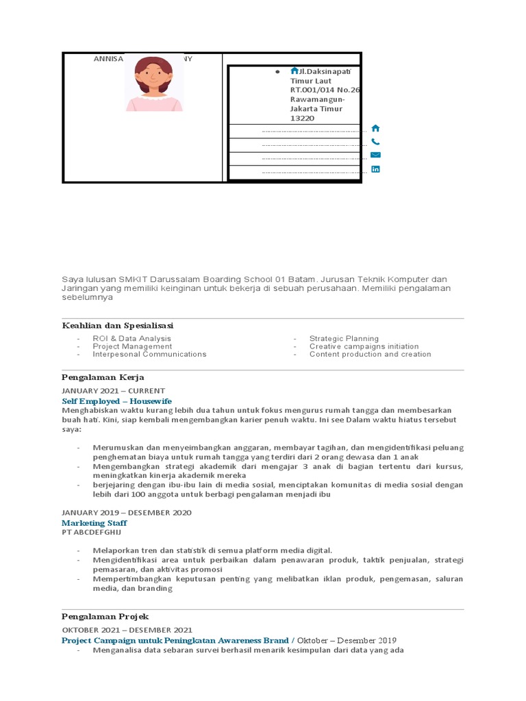 Template CV Ibu Rumah Tangga | PDF | Bisnis