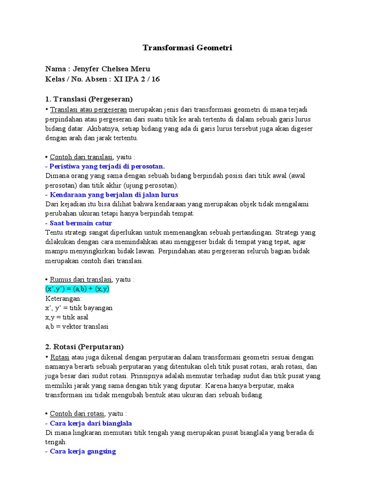 Tugas Transformasi Geometri | PDF