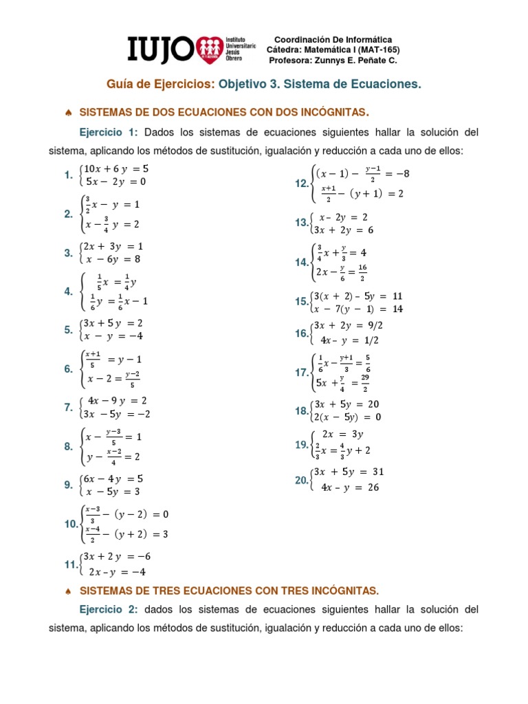 6 Guia De Ejercicios Propuestos Obj 3 Pdf Ecuaciones División