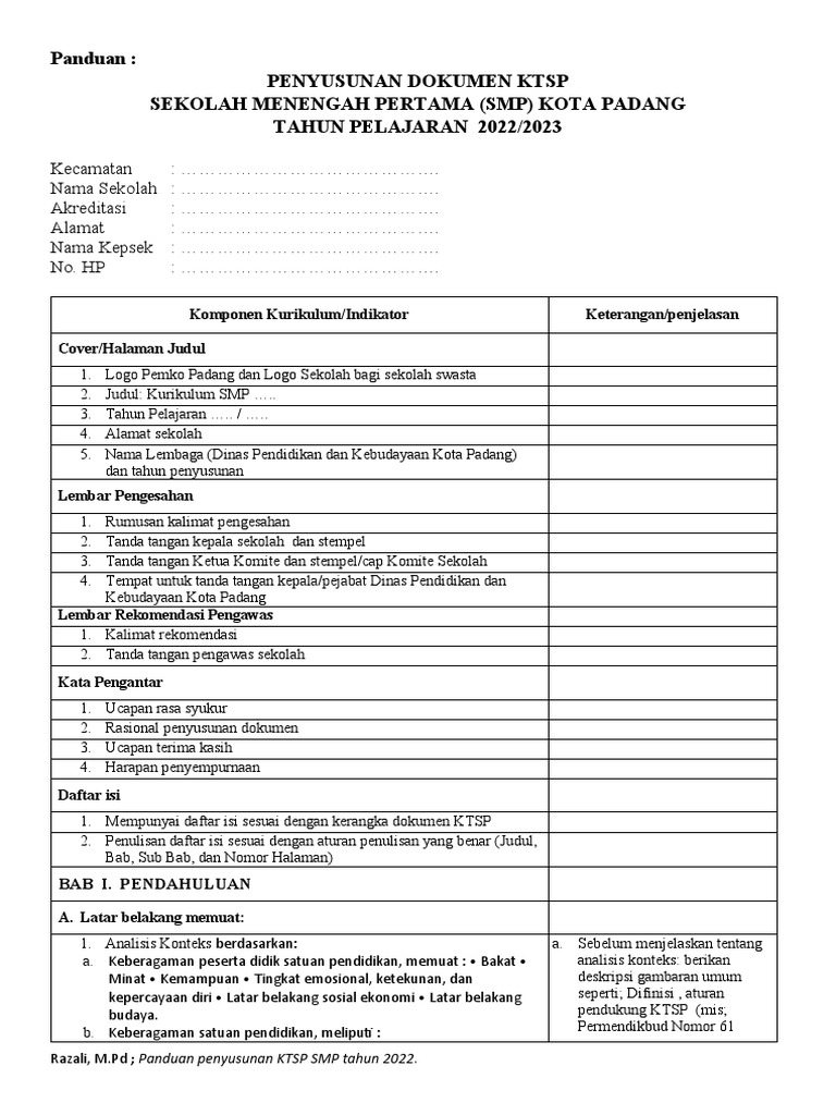Penyusunan KTSP. SMP 2022 Oke | PDF