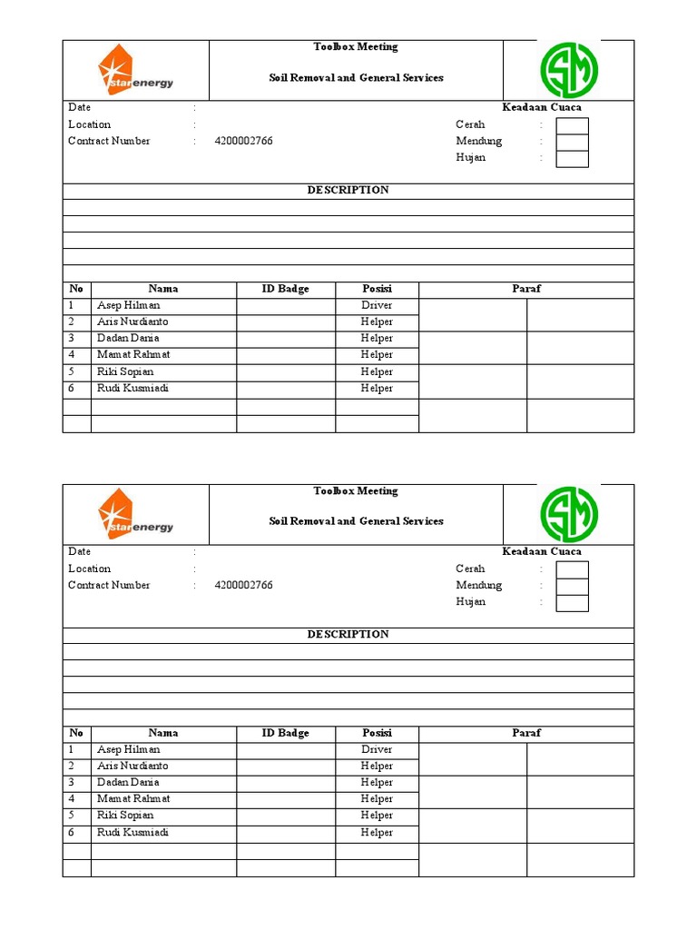 Toolbox Meeting | PDF