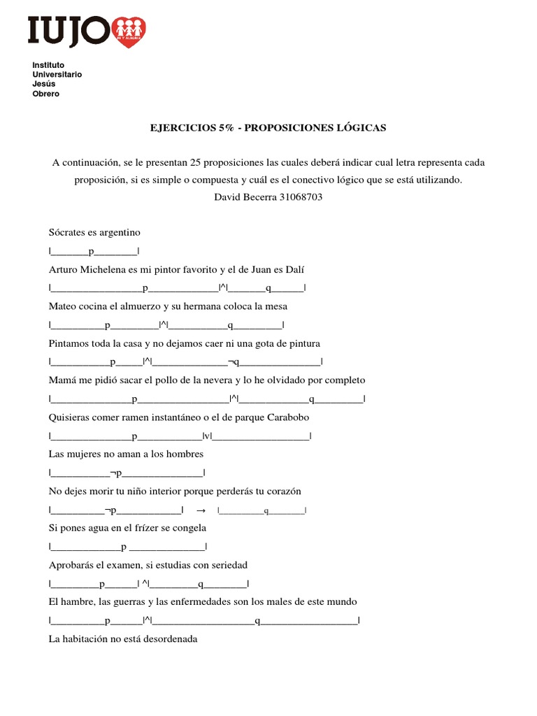 Ejercicios Proposiciones C | PDF
