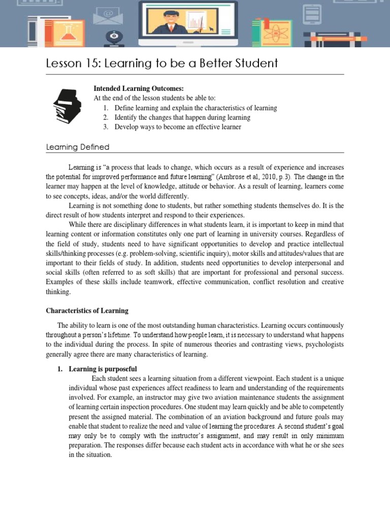 Lesson 15 Learning To Be A Better Student | PDF | Learning | Experience