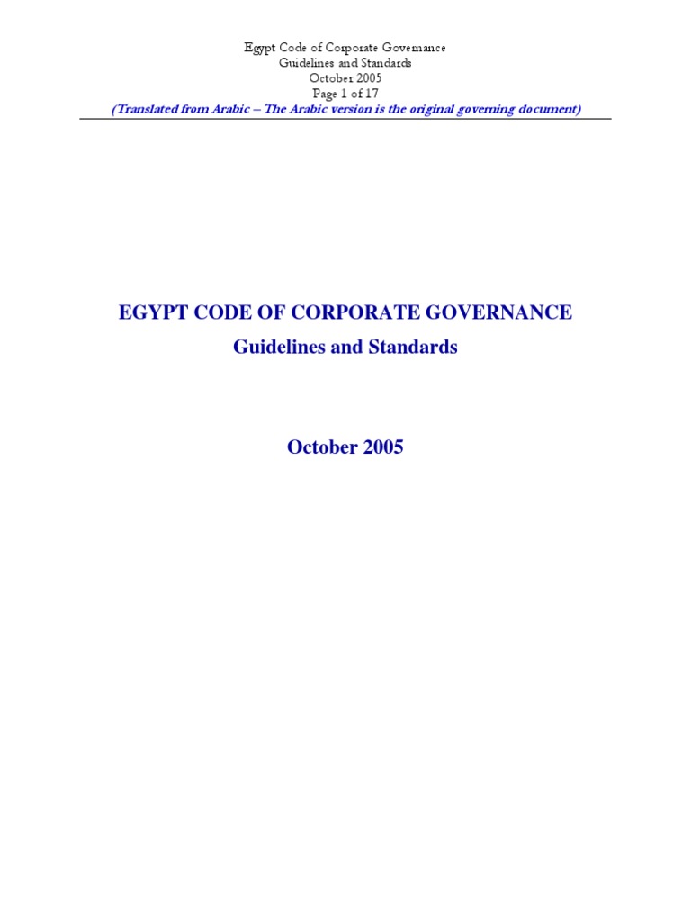 EG Code of Corporate Governance | PDF | Internal Audit | Corporate ...