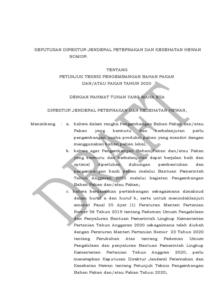 Draft Juknis Bank Pakan 2020 FINAL | PDF
