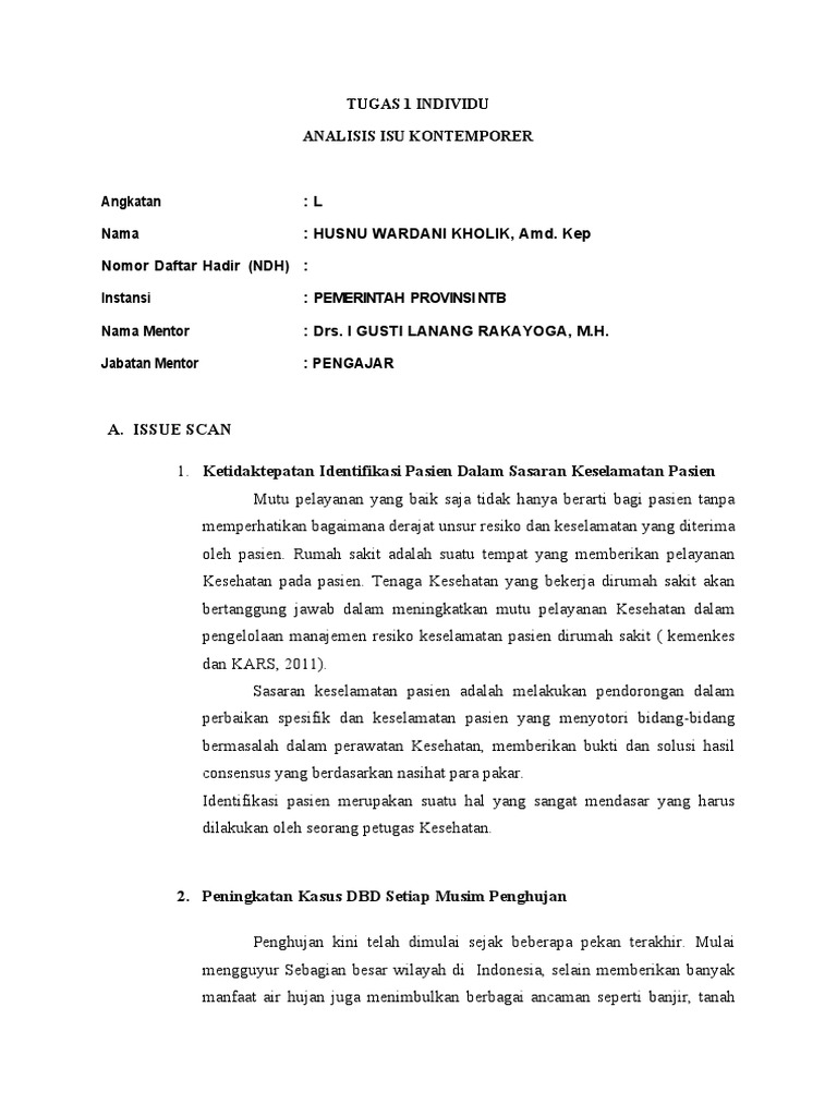 Tugas Agenda 1 - Husnu Wardani Kholik - Akt 50 KLP 3 | PDF | Kesehatan Holistik | Sains & Matematika
