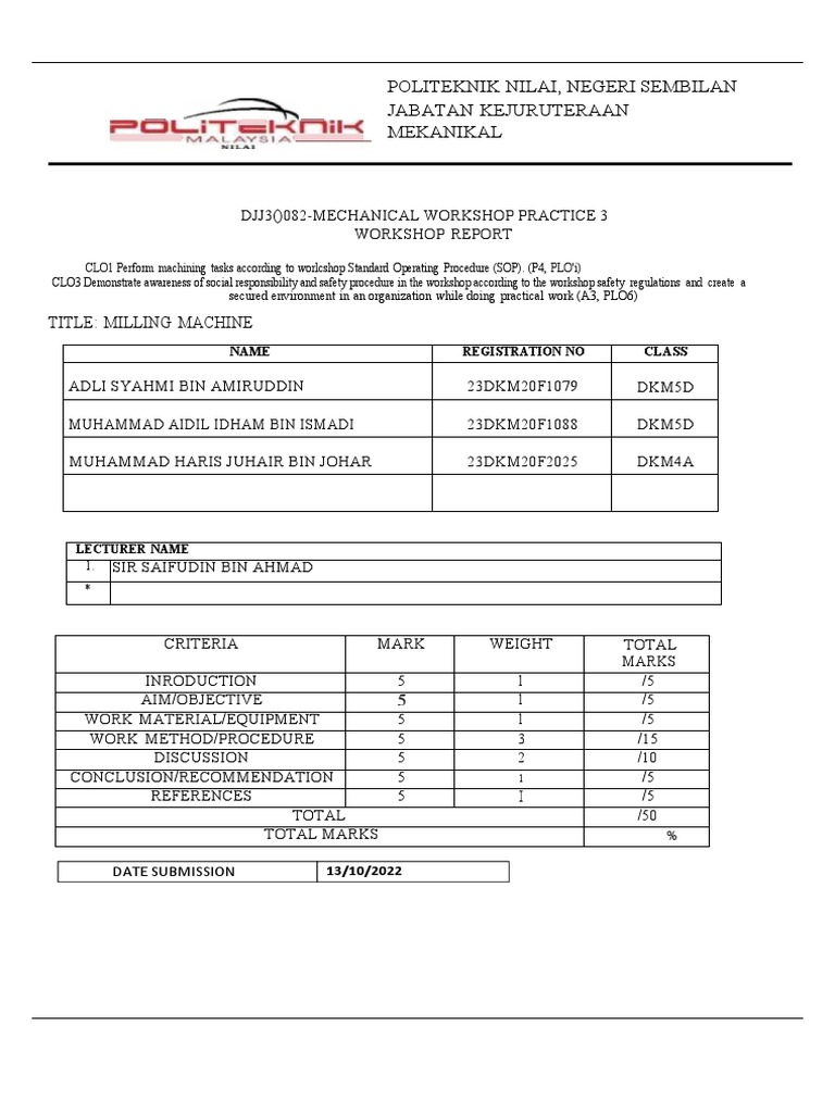 Milling Machine Report | PDF | Machining | Numerical Control