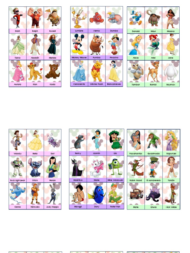 Loteria Disney Completa | PDF | La compañía Walt Disney
