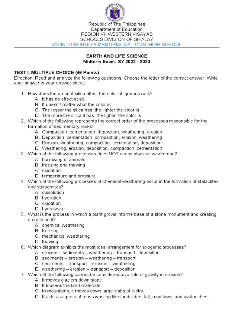 Earth and Life Science Midterm Exam | PDF | Magma | Earth