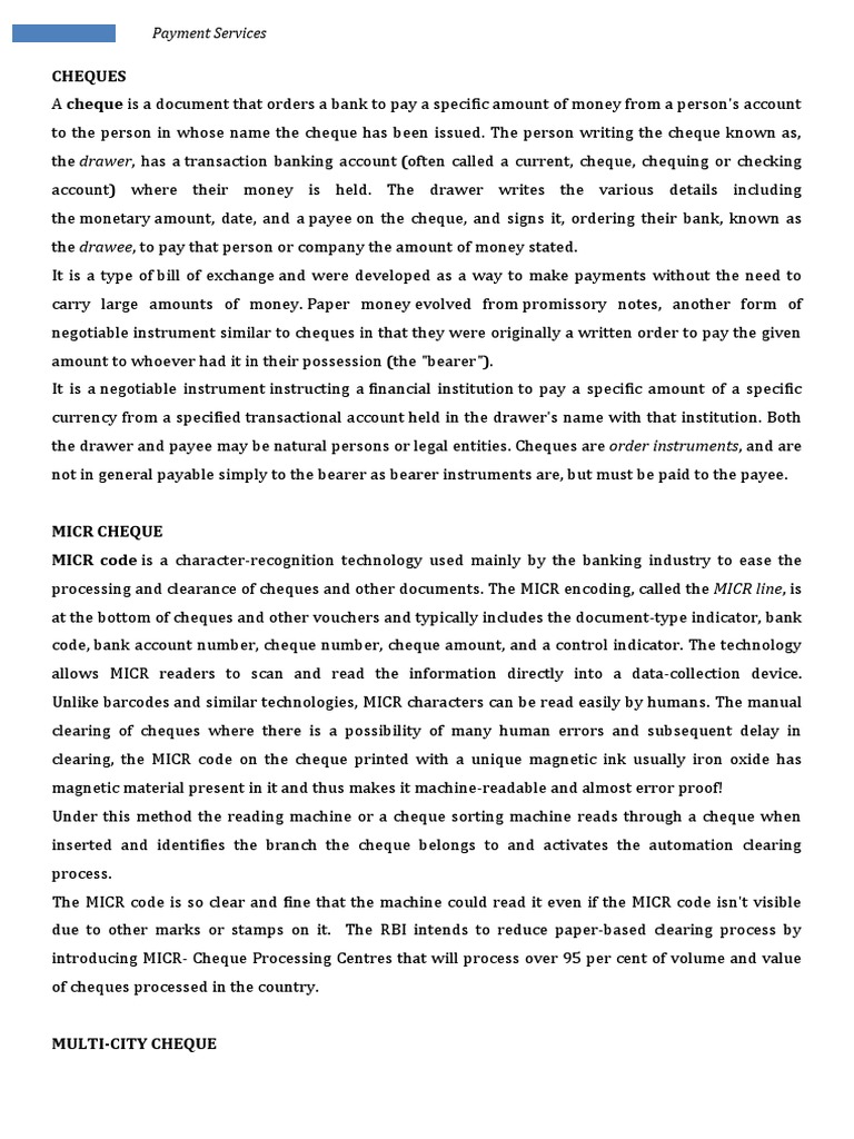 Payment and Remittance Services | PDF | Credit Card | Cheque