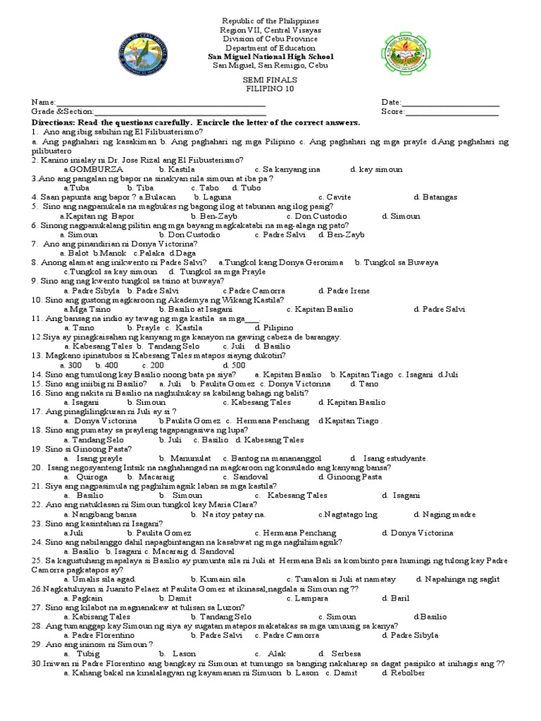 TQ Filipino 10 4TH Quarter | PDF