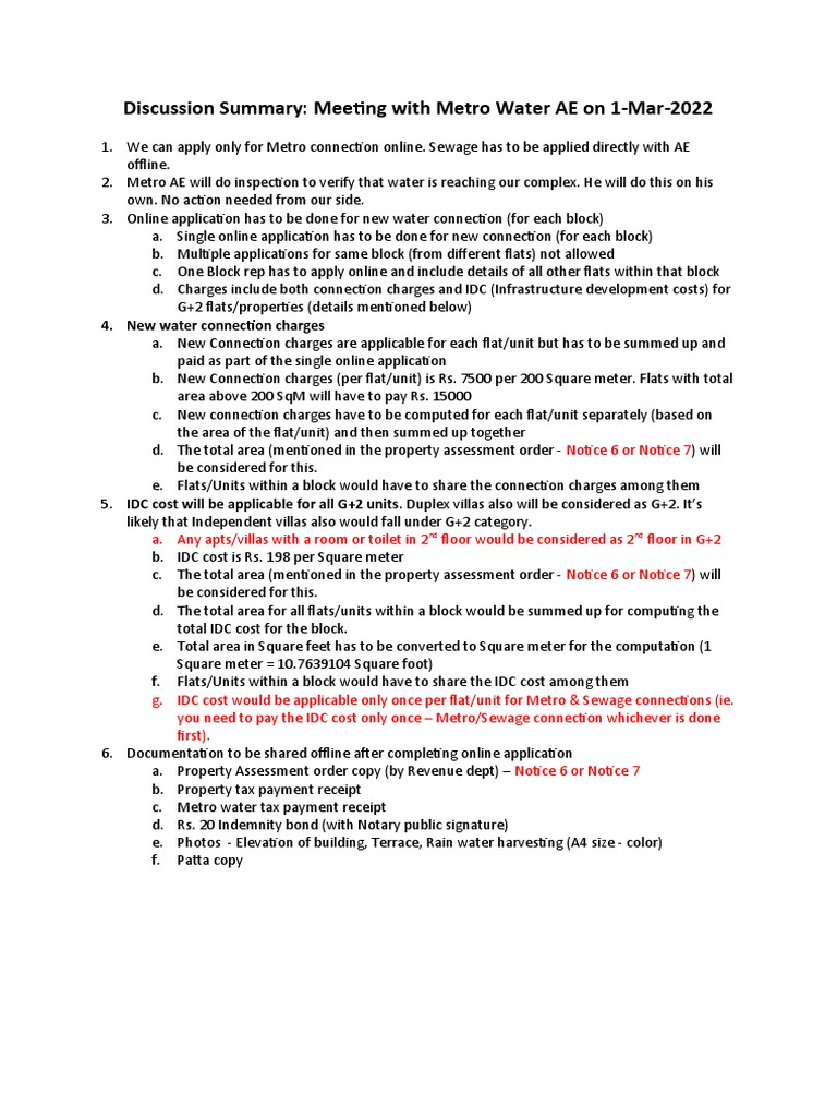 Metro Water Connection - Meeting Summary (v2) | PDF | Taxes ...
