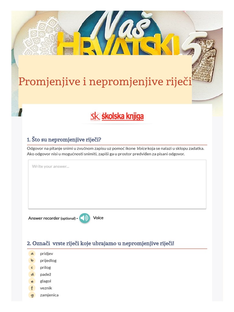 Promjenjive I Nepromjenjive Rijeci | PDF