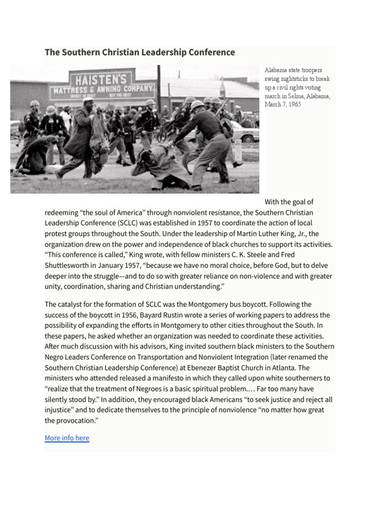 The Southern Christian Leadership Conference | PDF | Movements For ...