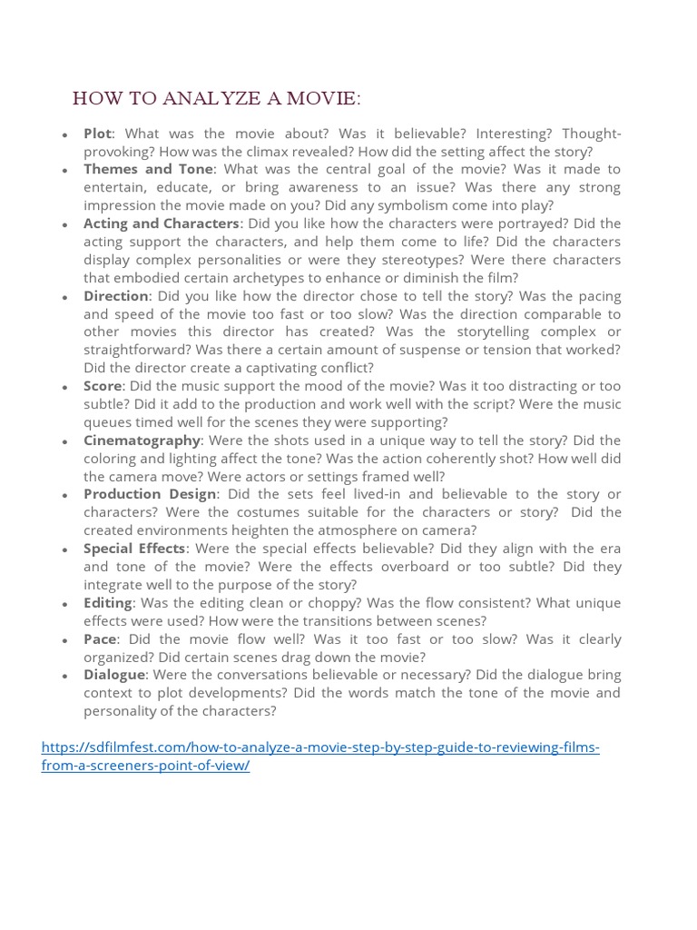 How To Analyze A Movie | PDF