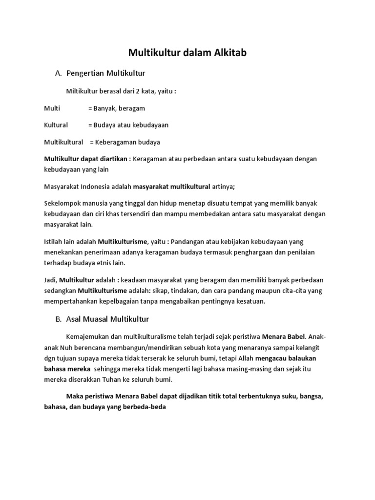 Multikultur Dalam Alkitab | PDF