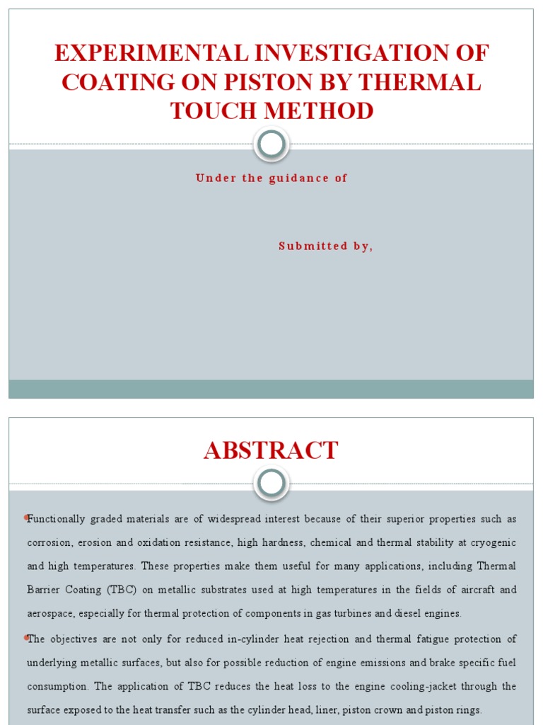 Experimental Investigation of Coasting On Piston by Thermal Torch Method | PDF | Aluminium Oxide ...