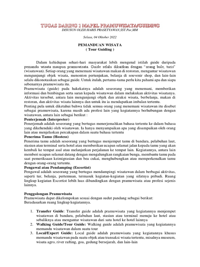 Tugas Pramuwisata Xi | PDF Tugas Pramuwisata Xi | PDF
