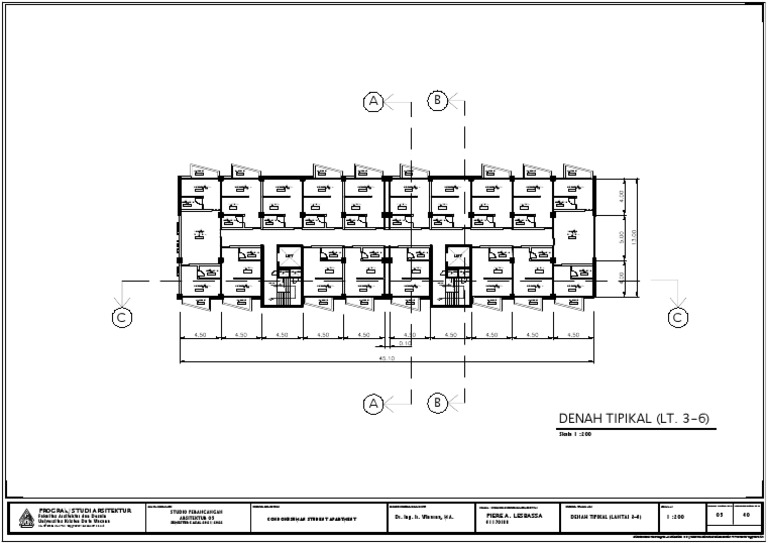 Denah Tipikal Lantai 3-6 Apartemen | PDF