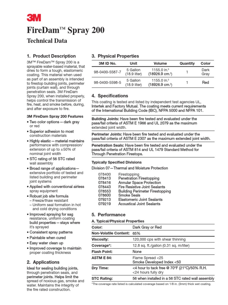 3M Firedam Spray 200 | Download Free PDF | Materials