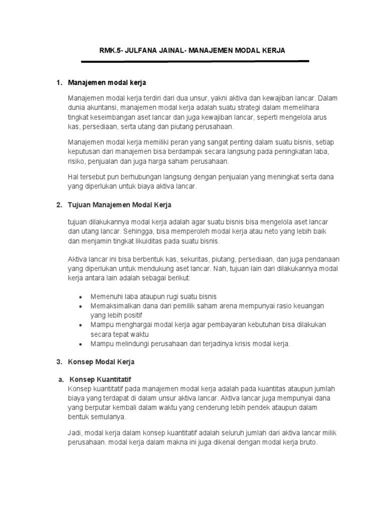 Manajemen Modal Kerja RMK 5 | PDF | Pengelolaan Keuangan & Uang