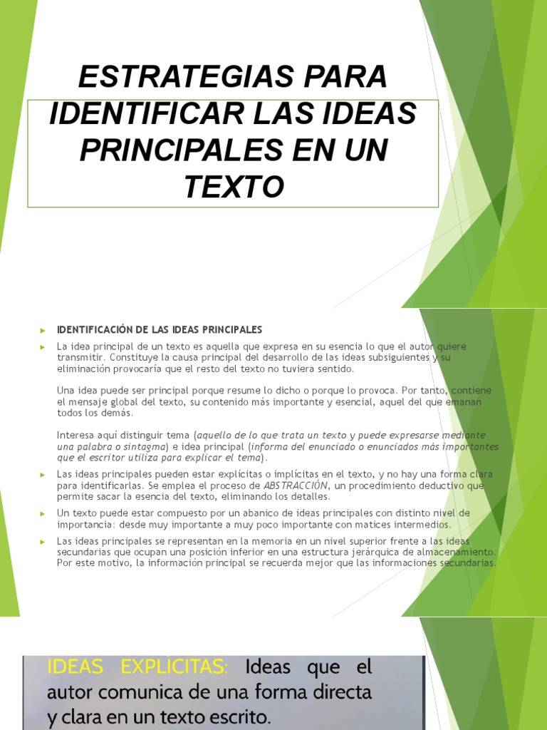 Estrategia para Identificar Las Ideas Pricipales en Un Texto | PDF ...