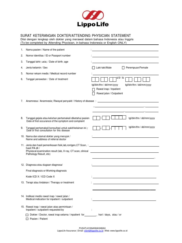 Form Attending Physician Statement (APS) | PDF