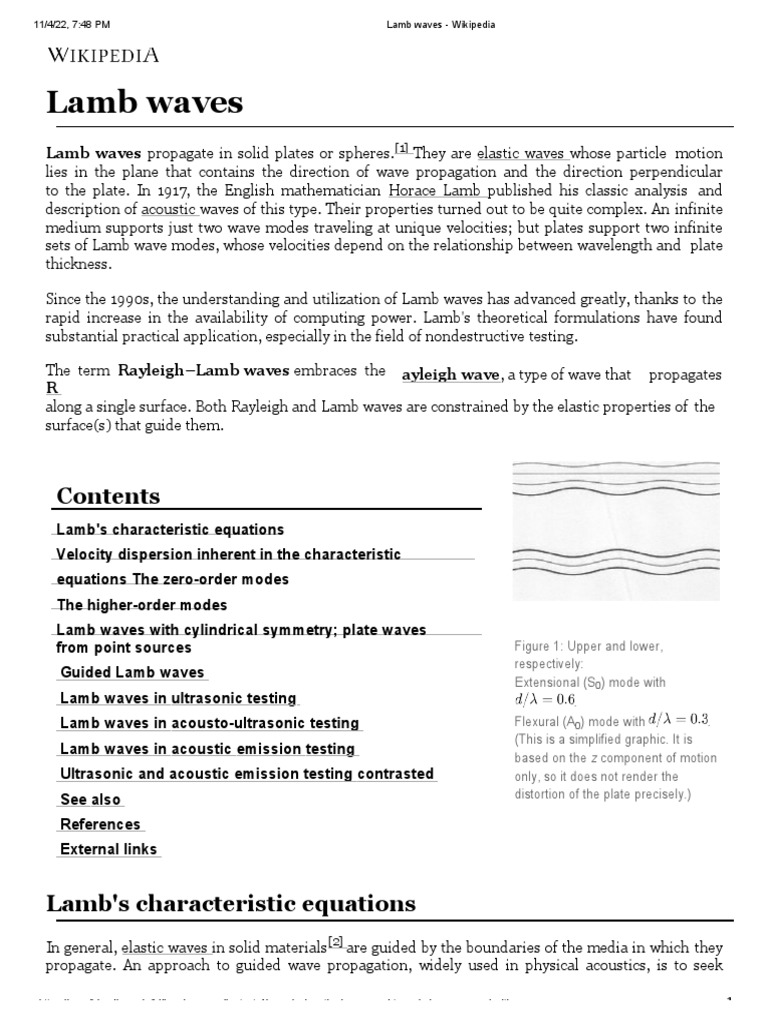 Lamb Waves - Wikipedia | PDF | Waves | Normal Mode