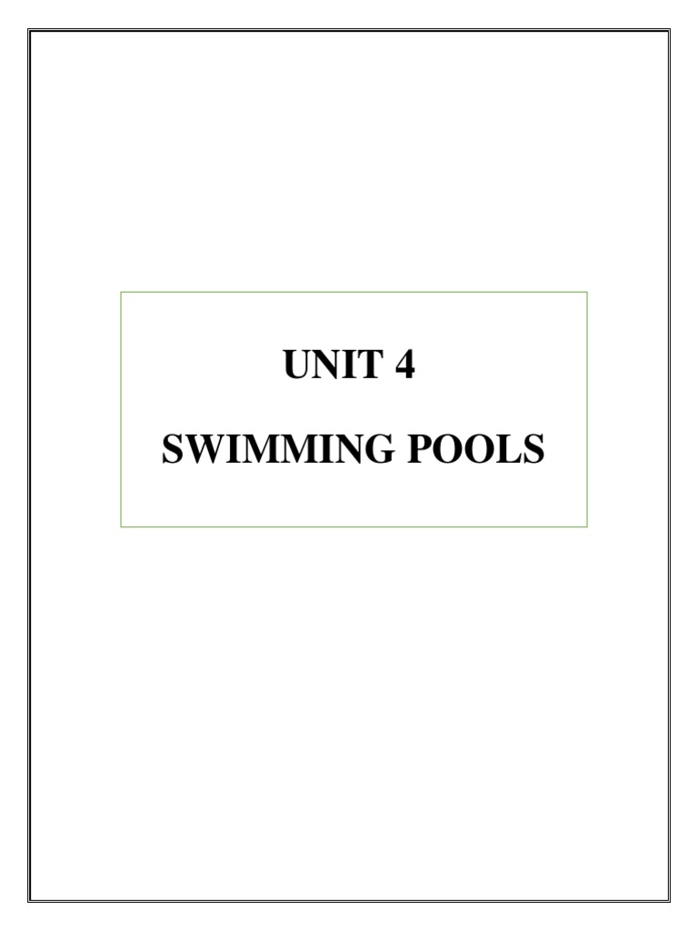 Unit-4 Swimming Pools | PDF | Water Purification | Ozone