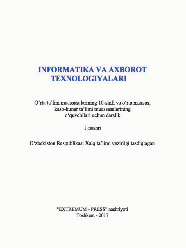 Informatika 10 Uzb | PDF