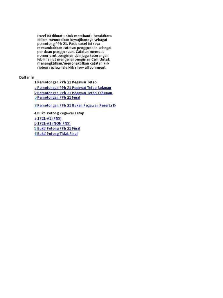 EXCEL PERHITUNGAN PPH 21 BENDAHARA | PDF