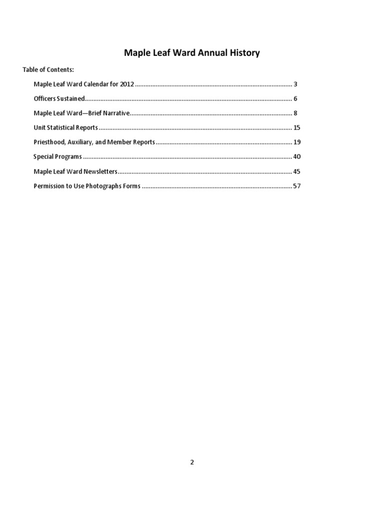 Comprehensive Annual History Maple Leaf Ward Eng | PDF | Baptism | Jesus