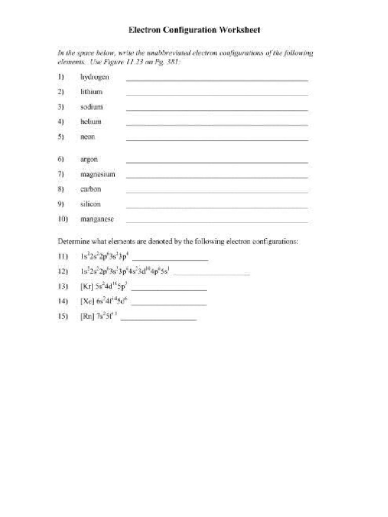 Electron Configuration Practice Worksheet | PDF