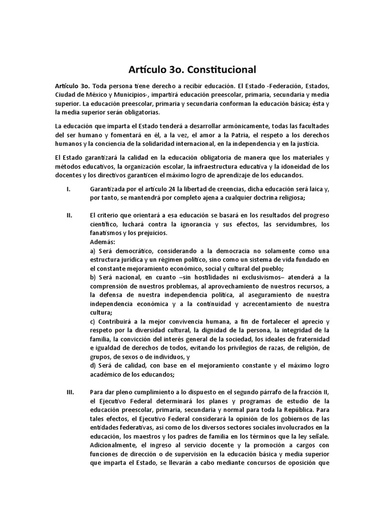 Art 3ro Constitucional | PDF | Educación de la primera infancia | México