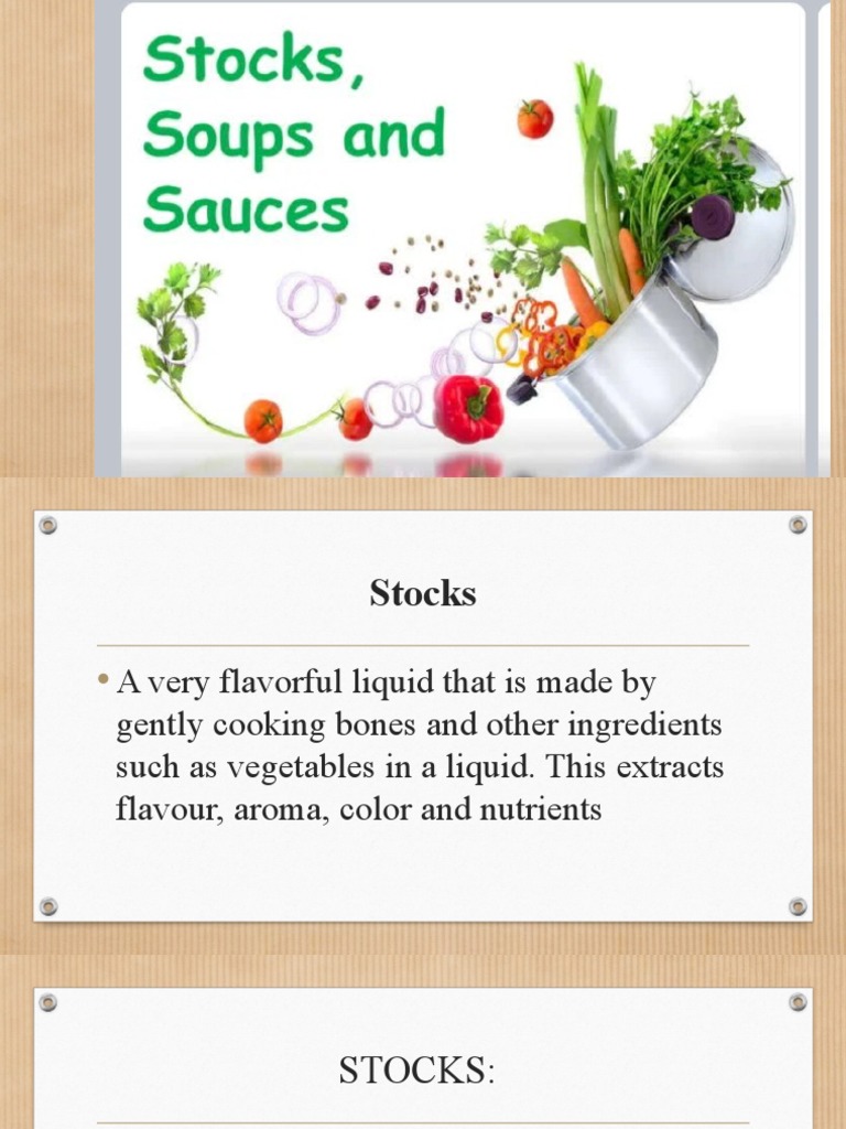 Stocks, Soups & Sauces | PDF | Stock (Food) | Soup