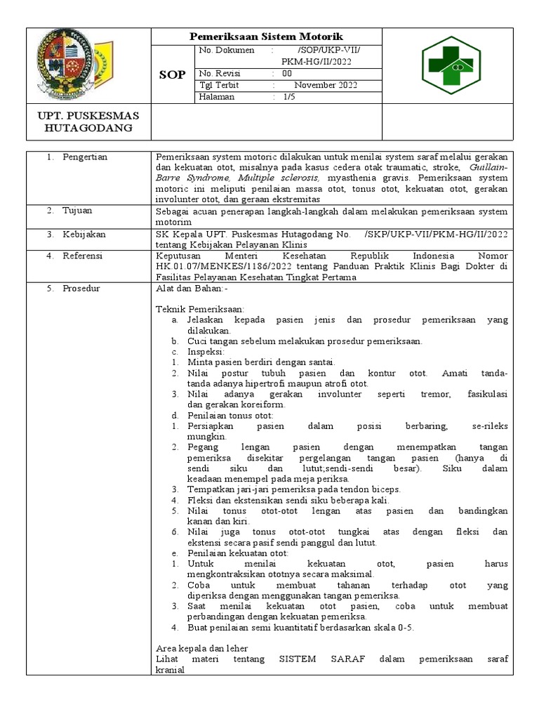 3.2.1 Pemeriksaan Sistem Motorik | PDF