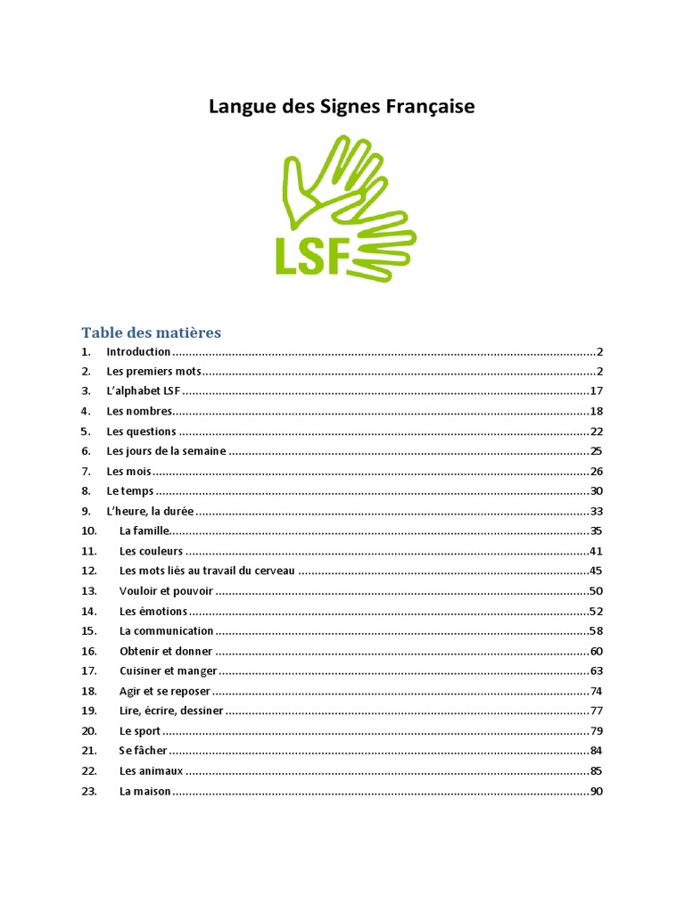 Apprendre la Langue des Signes Française | PDF | Main | Langue des signes