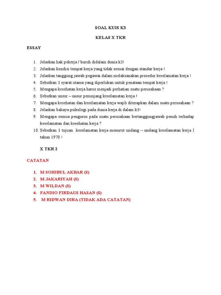 Soal Kuis K3 | PDF
