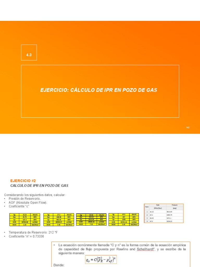 Ejercicio 2 - Calculo de Ipr en Pozo de Gas | Descargar gratis PDF ...