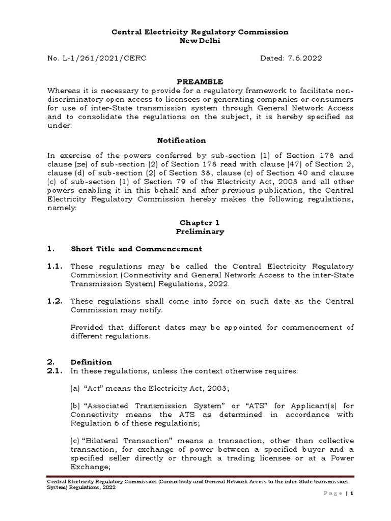 CERC GNA Regulations | PDF | Electric Power Transmission | Electrical Grid